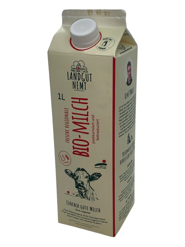Regionale Bio-Milch 1,5% 1l | Landgut Nemt
